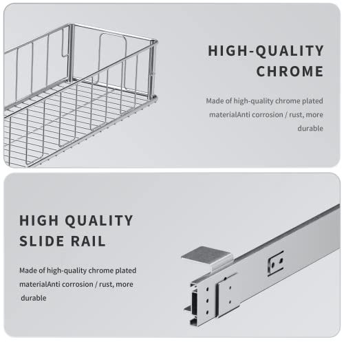IPARTS EXPERT 7 Inch Narrow Sliding Organizer, Double Tire Pull Out Shelf Storage Wire Basket,Chrome Pull-Out Home Organizers for Kitchen Spice Rack