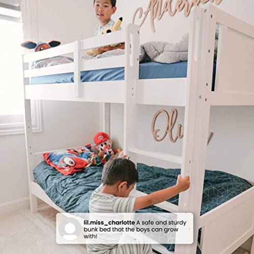 Delta Children Convertible Twin Over Twin Wood Bunk Bed with Ladder and Guardrails – Use as Bunk Bed or 2 Stand-Alone Twin Beds – Bed Ships in 2 Boxes, White