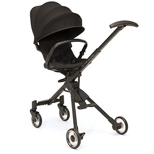 Delta Children Spyder Stroller - Lightweight/Compact Travel Stroller Features Extendable Canopy & Recline - Car Seat Adapter Included - Easy-Coast Puncture-Proof Wheels, Black