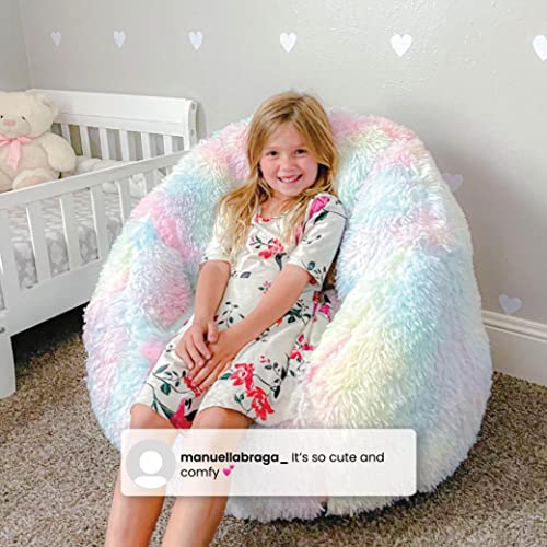 Delta Children Cozee Fluffy Chair, Kid Size (for Kids Up to 10 Years Old), Grey