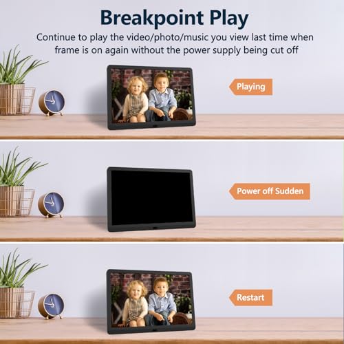 Digital Picture Frame, 10 Inch Digital Photo Frame with Remote Control, 1920x1080 HD IPS Screen, Slideshow, Video, Music, Photo Deletion, Non-WiFi SD Card, Easy to Use for Seniors