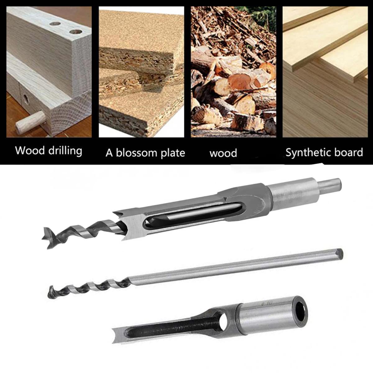 SagaSave 6.4mm Square Hole Drill Bit Opener, 1/4" High-Carbon Steel Hollow Chisel Mortise Power Tool for Woodworking,1PCS