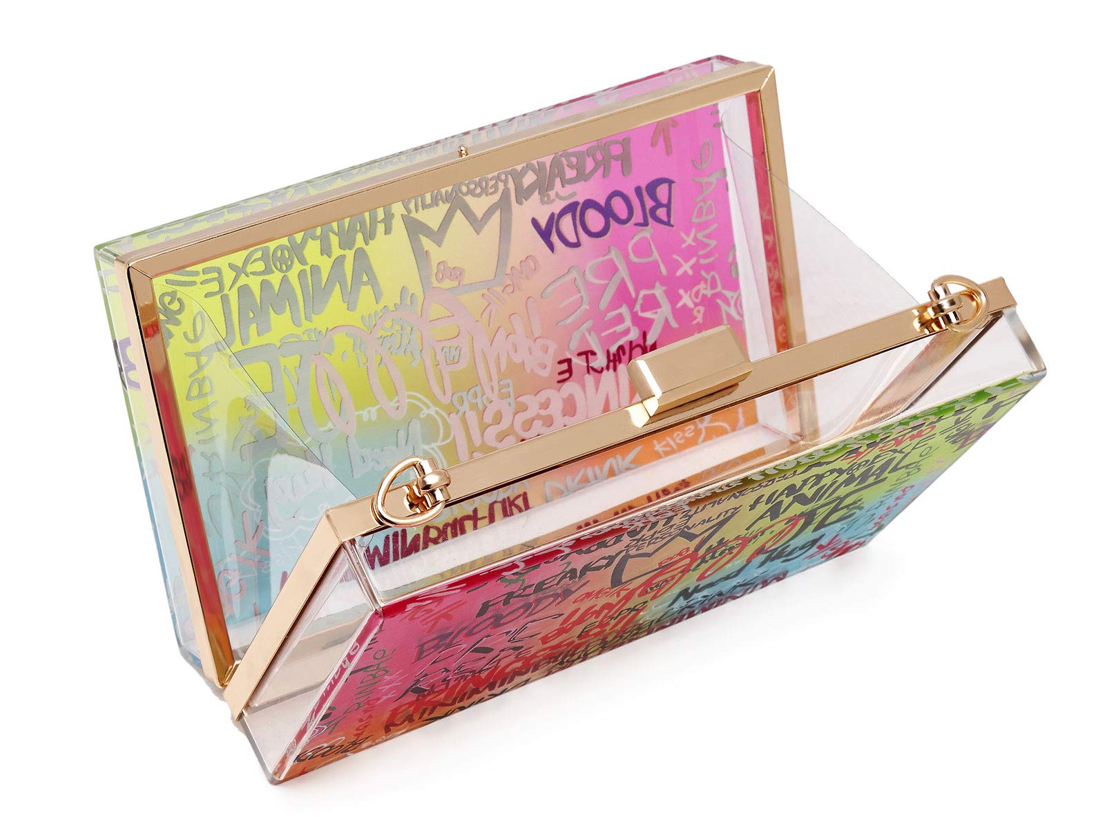 Dollar Bill Money Clutch Purses for Women Crossbody Small Cute Acrylic Box Evening Bag Transparent Graffiti Handbag…