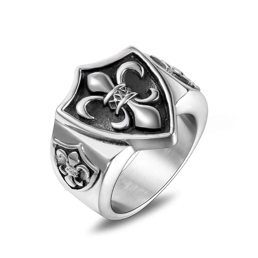 DWJSu Vintage Fleur De Lis Ring Punk Rings Adjustable Opening Mens Biker Ring Statement Rings for Women