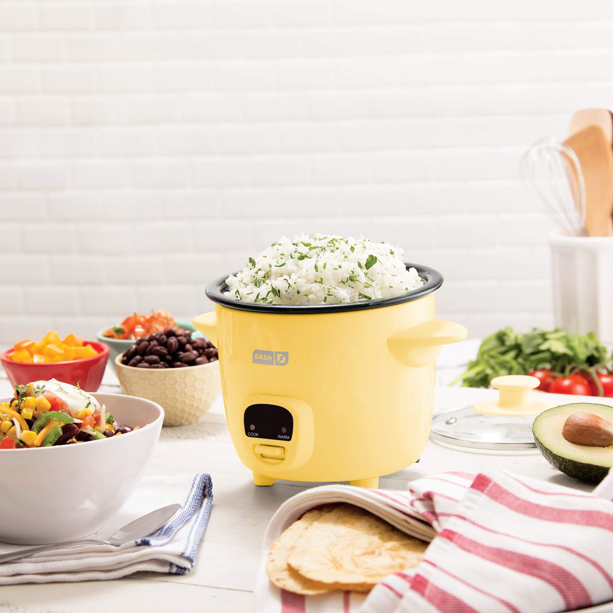 Dash DRCM200RMPY04 Mini Rice Cooker Steamer with Removable Nonstick Pot, Keep Warm Function & Recipe Guide, Yellow