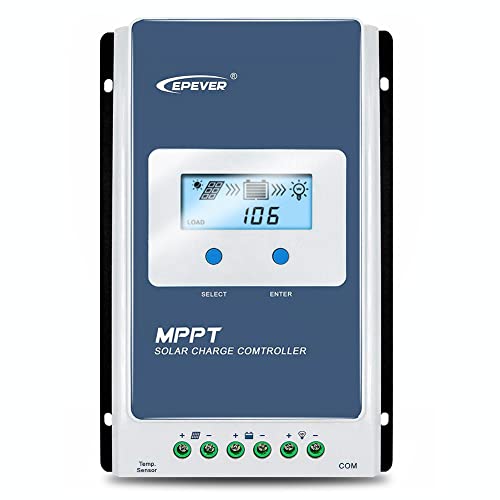 EPEVER 10A Solar Charge Controller MPPT Solar Panel Charge Controller 12V / 24V Auto Working Max PV 100V Solar Charge Battery Regulator with LCD Display for Gel Flooded Sealed Lithium Batteries