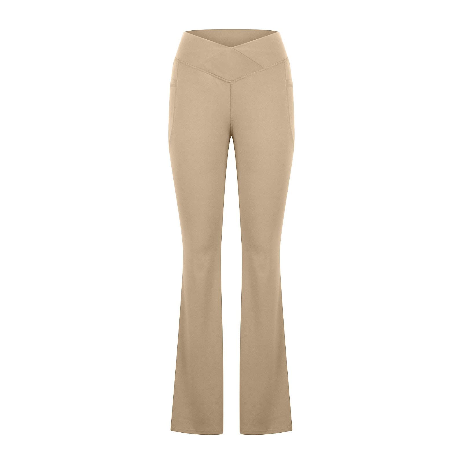 Flare Leggings for Women Cross High Waisted Yoga Pants Workout Lounge Bootleg Casual Legging with Pockets