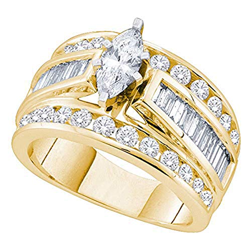 Dazzlingrock Collection 14kt Yellow Gold Womens Marquise Diamond Solitaire Bridal Wedding Engagement Ring 2.00 ctw