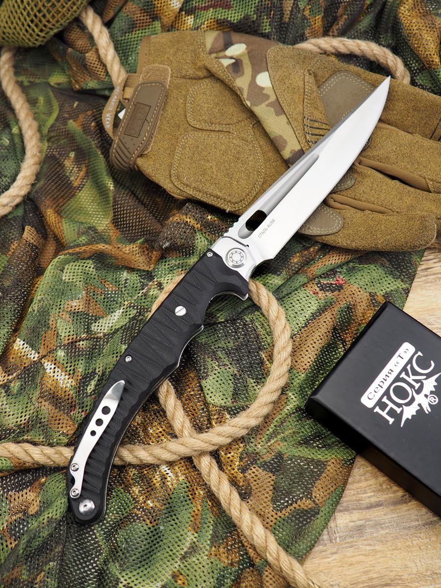 HOKC Avatar-M | 334-189404 | Pocket Knife, EDC Knife by Official Dealer - Designed by Russian Master Aleksander Biryukov - Liner Lock, G10 Handle, Innovative Opening Mechanism, Ball Bearing Pivot, Comfortable Pocket Clip, Long and Durable AUS8 Stainless S