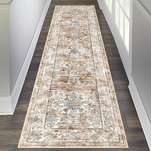 Pauwer Hallway Runner Rug 2'x8', Boho Washable Runner Rugs with Rubber Backing, Oriental Non Slip Carpet Runner for Hallways, Farmhouse Rug Runners for Kitchen Laundry Room Entryway Bedroom