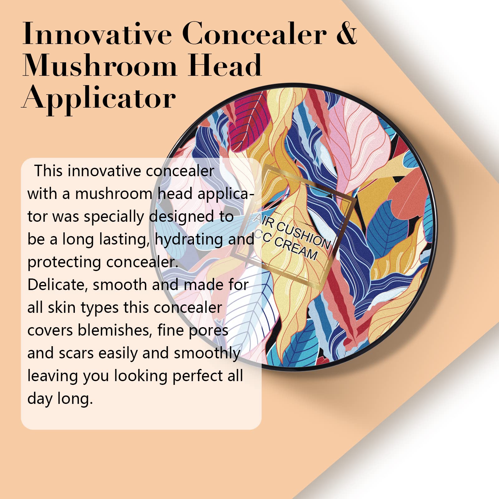 FRDUGA Air Cushion CC Cream，BB Cream Foundation，Mushroom Head Air Cushion CC Cream, Moisturizing Concealer, Makeup Long Lasting Matte,Easy to Apply (Natural)