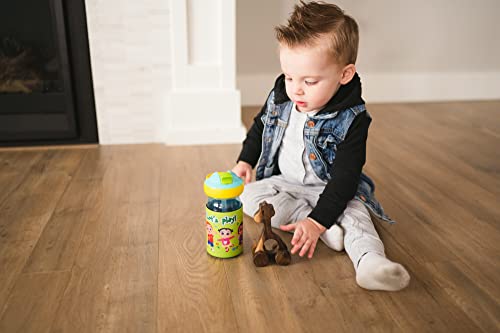 The First Years Chill & Sip Cocomelon Kids Water Bottle - Insulated Toddler Straw Cups with Flip Top and Protective DropGuard - 12 Oz - Ages 24 Months and Up