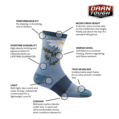 Darn Tough Vermont Queen Bee Micro Crew Lightweight with Cushion Willow SM (US 4.5-7)
