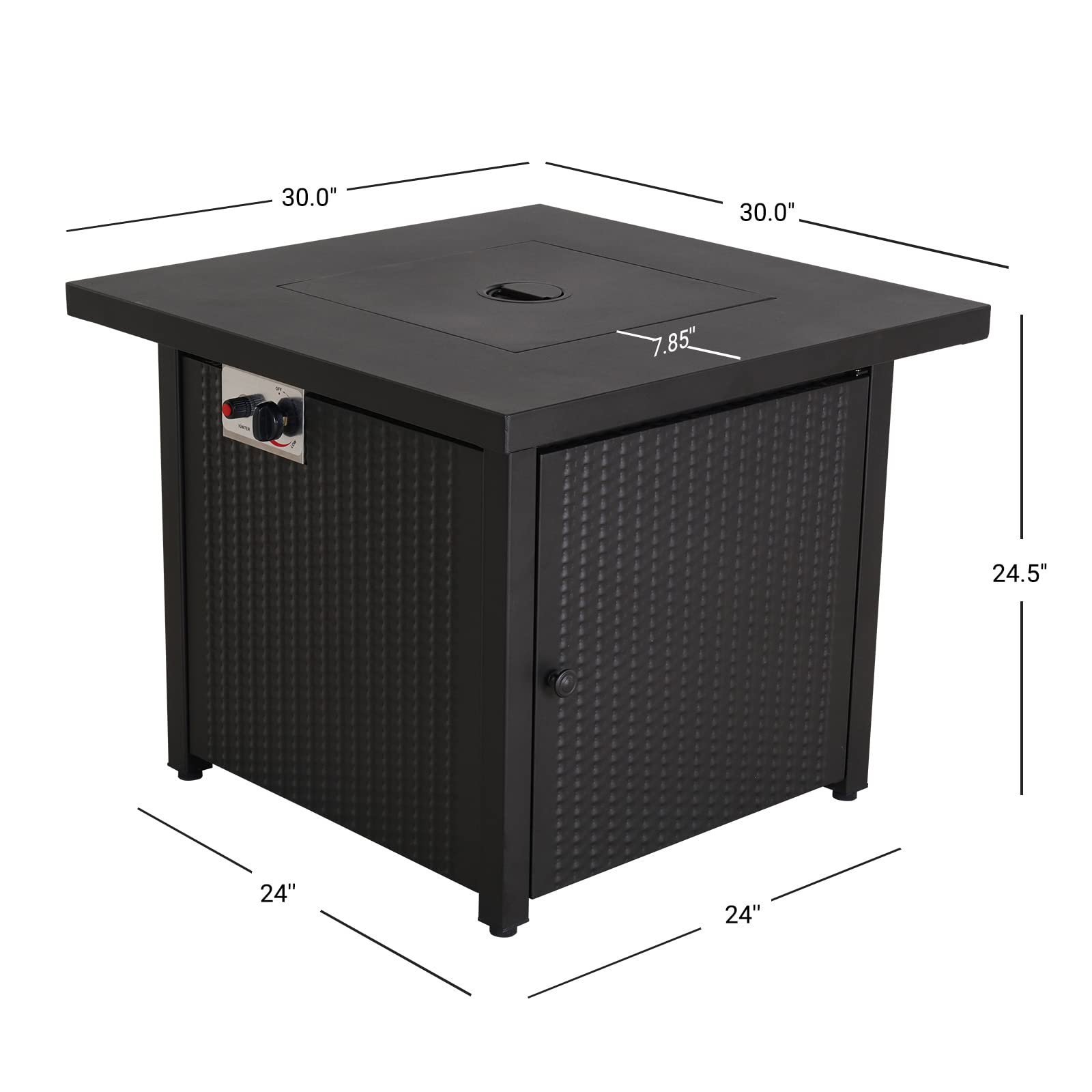 Grand Patio Outdoor Gas Fire Pit Table 30-Inch Square Propane Gas Fire Pit CSA Safety Approved 50000BTU with Steel Tabletop, Removable Lid, and Lava Rock for Garden, Backyard, and Deck Parties