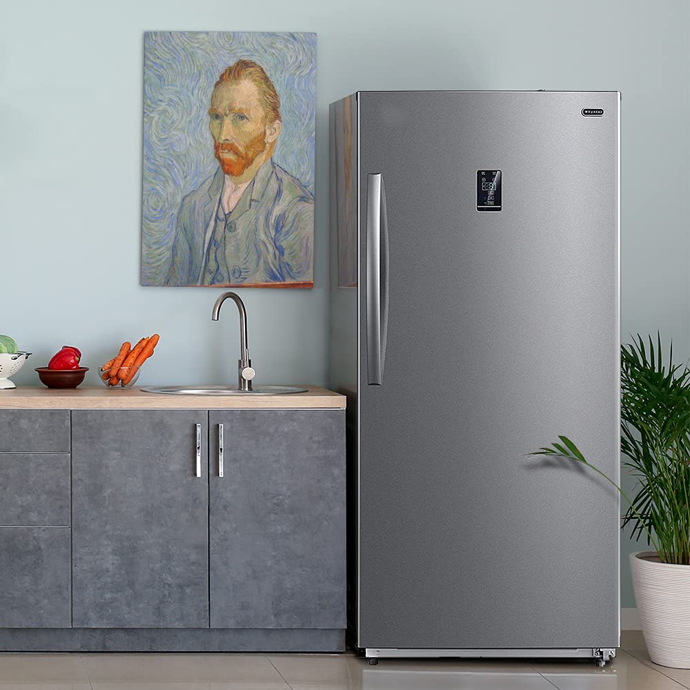SMETA Upright Freezer Convertible Refrigerator|Freezers Garage Ready Standup Frost-Free Fridge Deep Freezer 18 Cuft Full Size with Tempered Glass Shelves SS