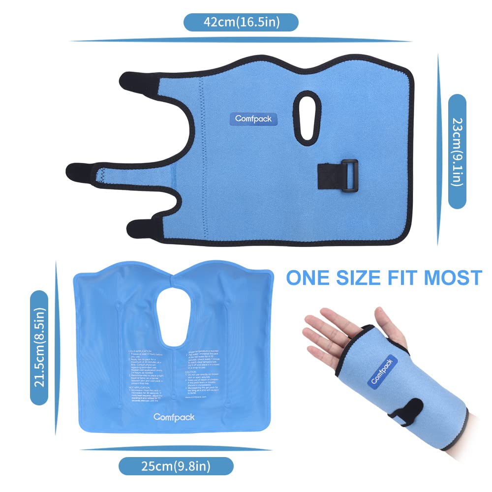 Comfpack Wrist Ice Pack Wrap for Carpal Tunnel, Hand Ice Pack for Arthritis, Reusable Hot Cold Therapy Wrist Brace Pain Relief for Rheumatoid, Tendonitis, Mommy Wrist, Swelling, Surgery, Inflammation