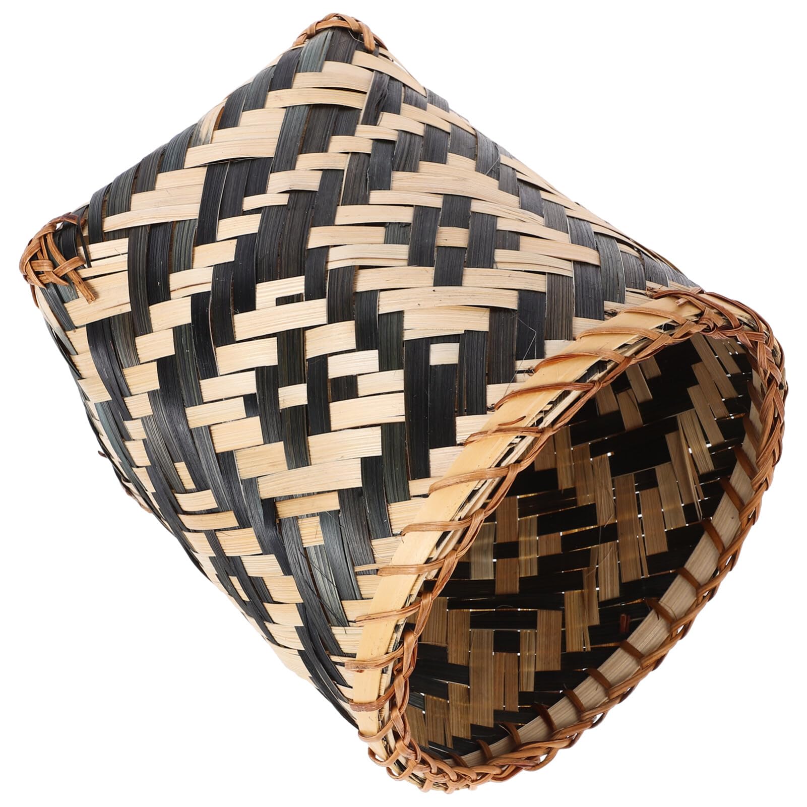 MAGICLULU Bamboo Trash Can, Woven Waste Basket Decorative Wicker Basket 8 Inch Boho Rubbish Bin Woven Pot Bamboo Vase Garbage Can Office Rattan Weaving Basket