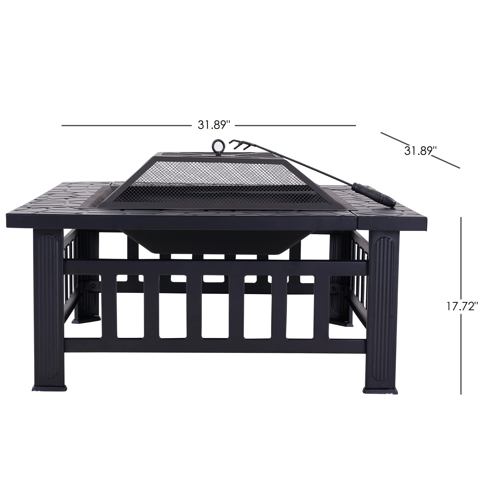 GRAND PATIO Outdoor Drayton 24in Round Concrete Wood Burning Patio Grill Fire Pit, Gray