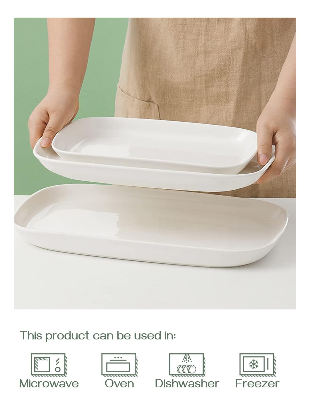 DOWAN Serving Platters and Trays for Wedding Decor, 16"/14"/12" Serving Dishes for Entertaining, White Porcelain Plates Set of 3