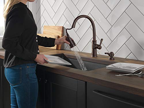 Delta Faucet Spargo Oil Rubbed Bronze Deck Mount Kitchen Faucet with Pull Down Sprayer, Venetian Bronze 19964Z-RBSD-DST