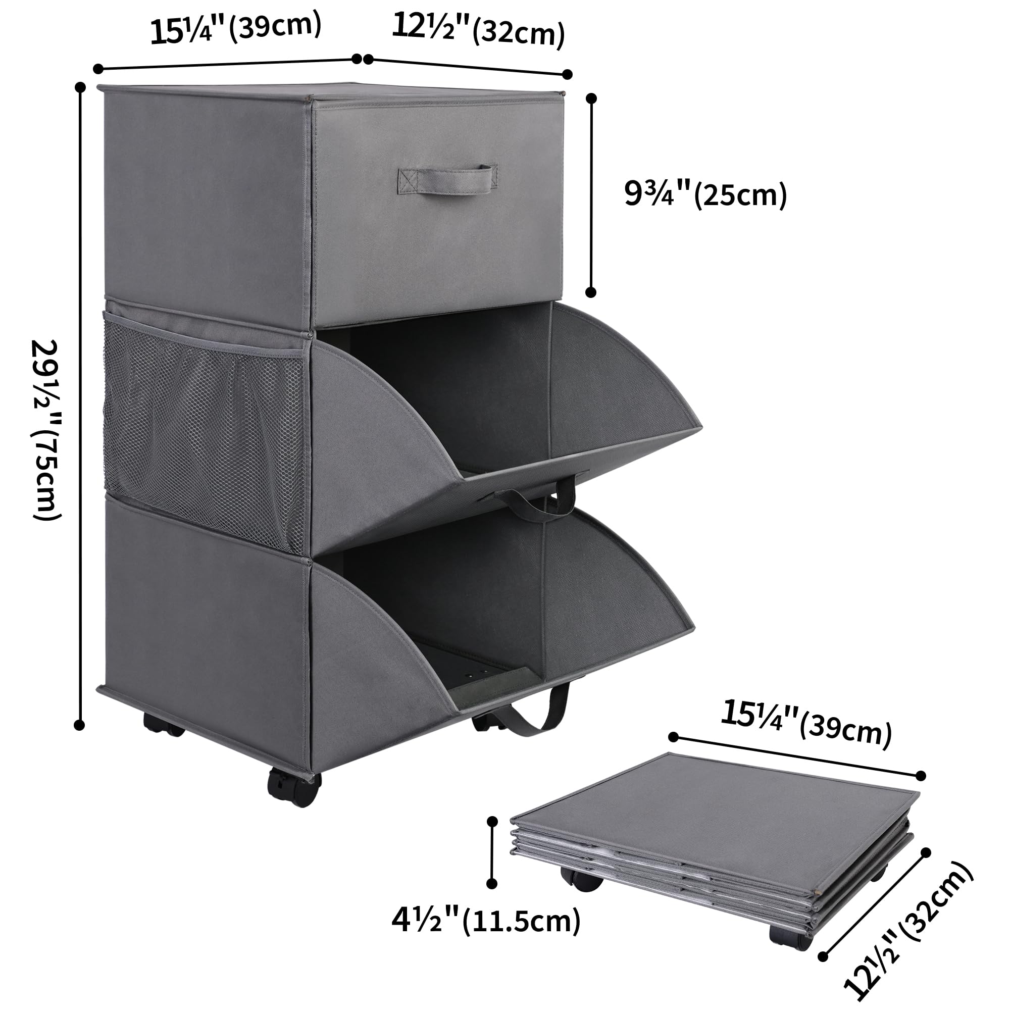 GRANNY SAYS 3 Drawer Storage Organizer, 3 Drawer Dresser, Storage Drawer for Bedroom, Closet Storage Drawers, Foldable Storage Cabinet for Clothing, Gray