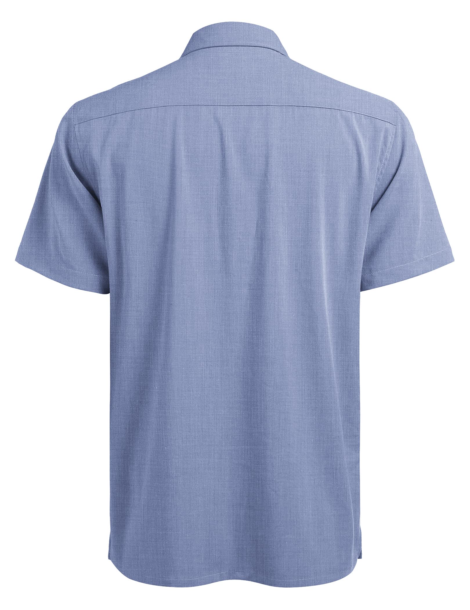 COOFANDY Men's Casual Cotton Beach Button Down Dress Shirt Summer Linen T-Shirt~ Grey Blue