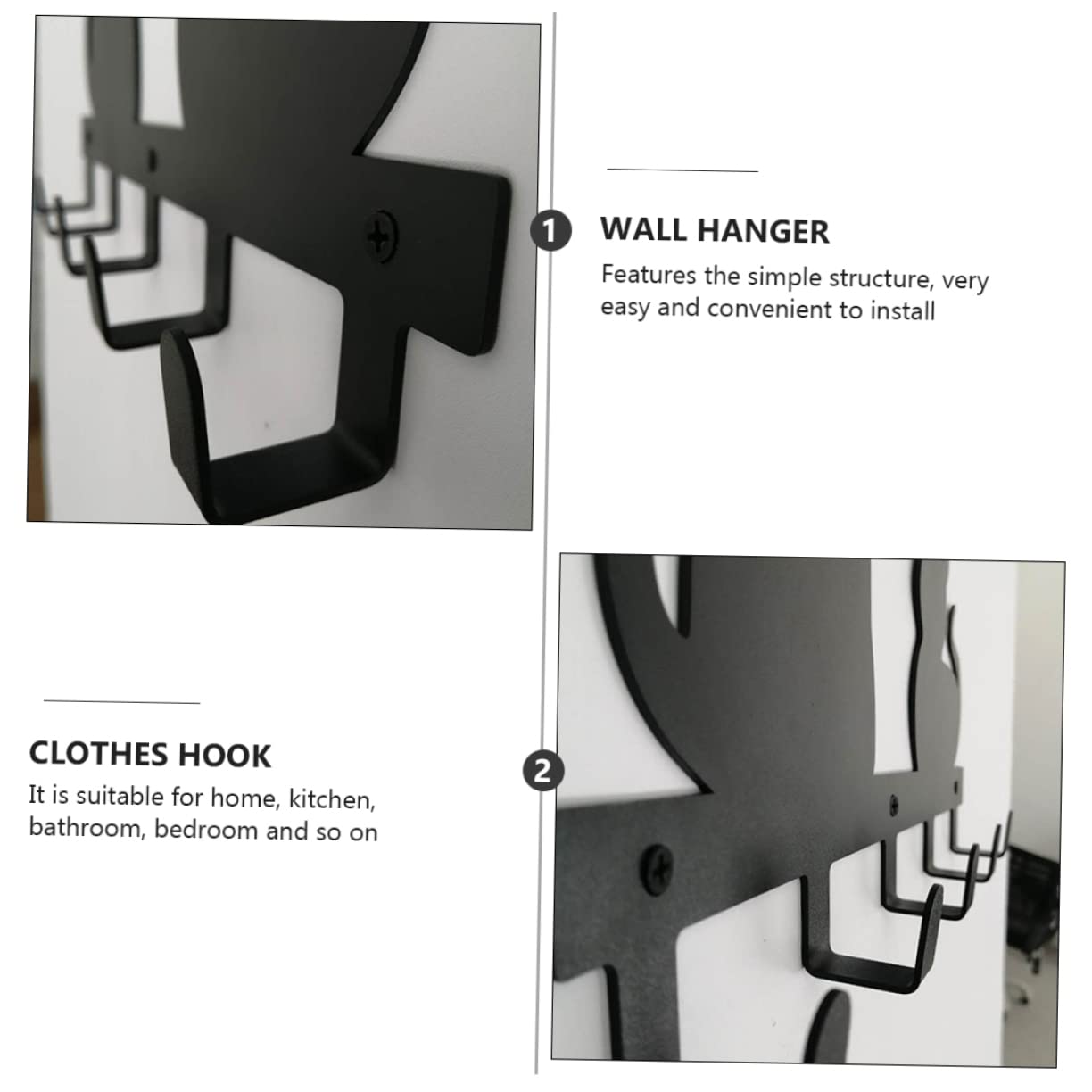 SEWOART 1pc Cat Towel Hook Black Coat Hooks Ceiling Hooks Heavy Duty Black Clothes Hangers Wall Shelf with Hooks Coat Rack Wall Mount with Shelf Cat Shaped Hooks Coat Hat Wall Hanger Key