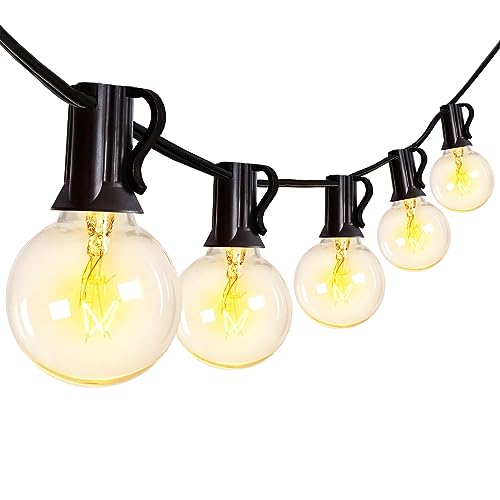 GUDDL Outdoor String Lights 25feet Patio Lights with 27 G40 Bulbs (2 Spare) Connectable Yard Hanging Lights for Party Tents Patio Gazebo Porch Deck Bistro Backyard Balcony Pergola Outside Decor