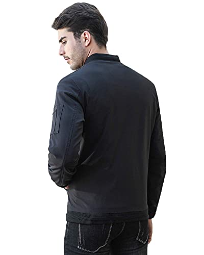 sandbank Men's Slim Fit Lightweight Softshell Flight Bomber Jacket Coat (US XS, Black #2)