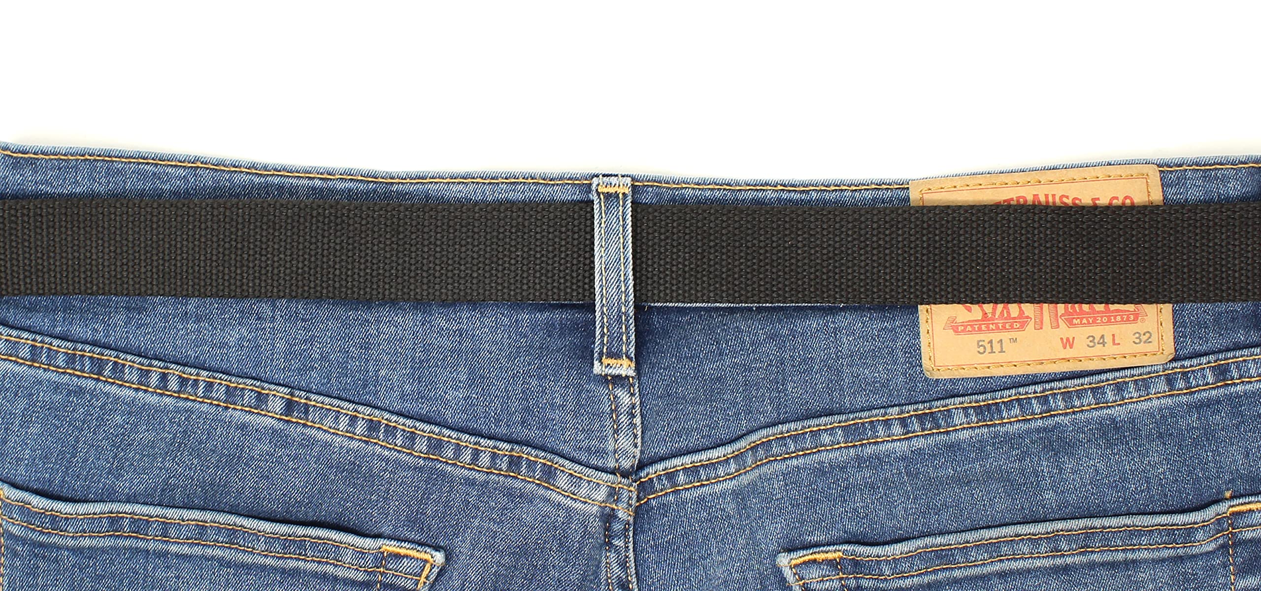 Canvas Web Belt Military Style with Black Buckle and Tip 56" Long Many Colors (Black)