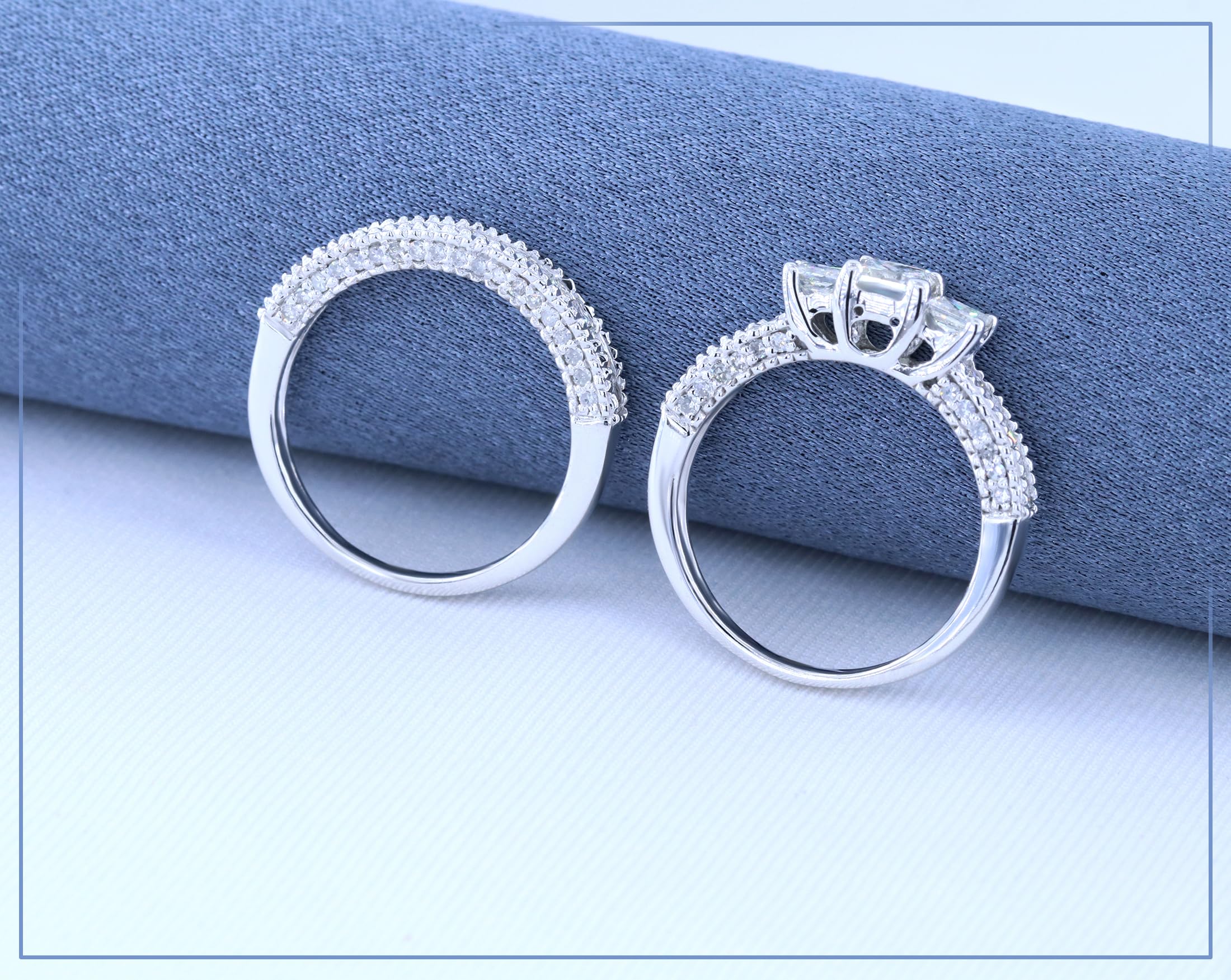 Dazzlingrock Collection 1.75 Carat (Cttw) 14k Princess and Round Diamond Women 3 Stone Engagement Ring Set 1 3/4 CT, White Gold, Size 6.5