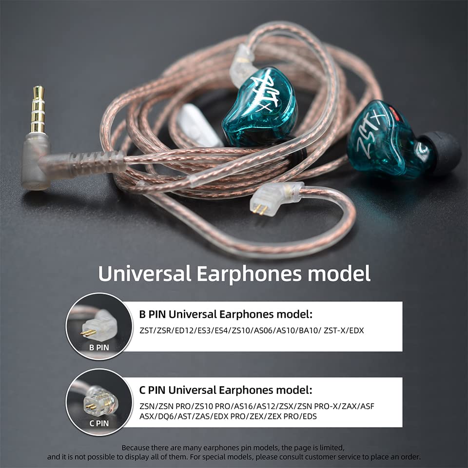Kinboofi KZ High Purity Oxygen-Free 2pin 0.75mm IEM Cable,HiFi Earphone Wired Detachable Upgrade Cable with PVC Transparent Materialfor ZST ZSR ED12 ES3 ES4 ZS10 AS06 C12 (2PIN3.5B No Mic, Black)…