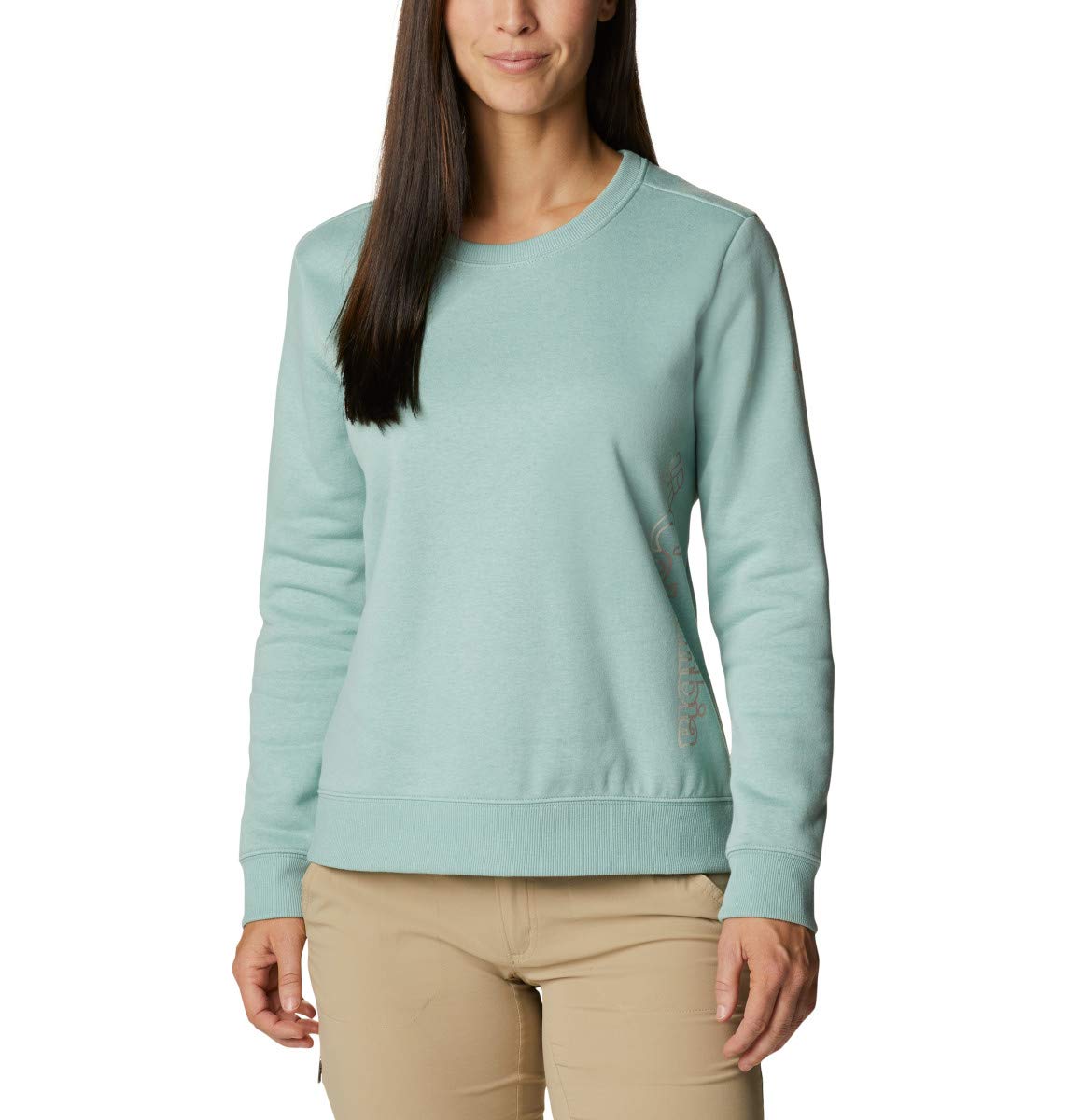 Columbia Women's Logo Crew, Aqua Tone/Outline Logo, 3X Plus