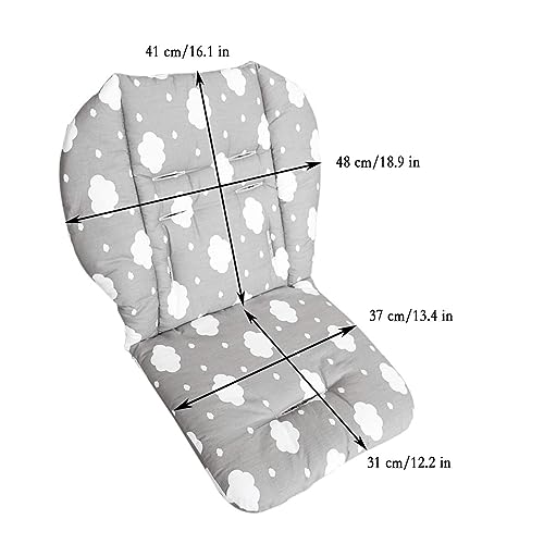 Twoworld Baby High Chair Seat Cushion Liner Mat Pad Cover Resistant and High Chair Straps (5 Point Harness) 1 Suit (Gray Clouds)