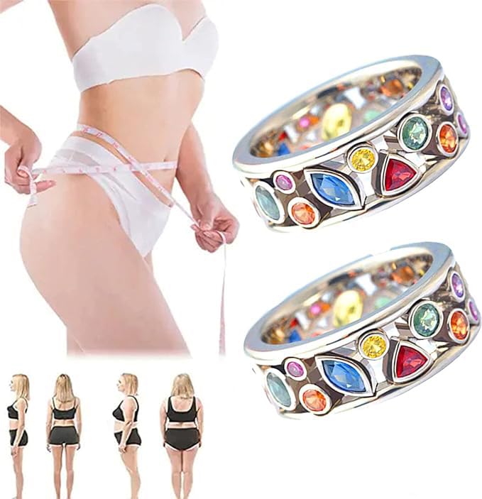 DIOWUS Torina Crystal-Quartz Ionix Ring,2Pcs Heathcryt Crystal-Quartz Ionix Ring Ionix Therapy Quartz Crystal ring for Women FLAVIE Lymphvity IonicDetox QuartzRing