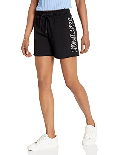 DKNY Women's Sport Active Logo Short, Black, X-Large