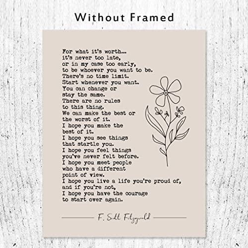 For What It's Worth Wall Art, Book Page Quote, Literature Prints, Book Quotes, Minimalist Dorm Decor, Boho Quote Print, Unframed (11X14 INCH)
