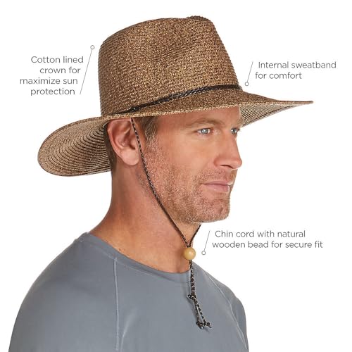 Coolibar UPF 50+ Men's Beach Comber Sun Hat - Sun Protective (XX-Large- Brown)