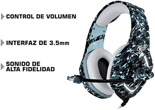 YEYIAN Force Stereo Gaming Headset Mic, Noise Cancelling Over Ear Microphone Headphones, Bass Surround, Soft Earmuffs, Compatible with PS4 Xbox One PS5 Nintendo Controller PC Laptop Games, Winter Camo