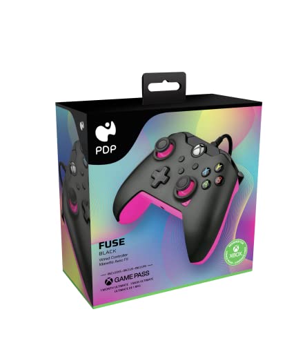 PDP Wired Xbox Game Controller - Xbox Series X|S/Xbox One, Dual Vibration Gamepad, App Supported - Fuse Black/Pink (Amazon Exclusive)