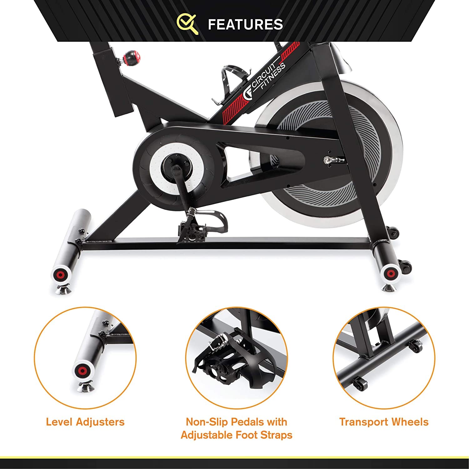 CIRCUIT FITNESS Circuit Fitness Club Revolution Cycle for Cardio Exercise - Red/Bluetooth