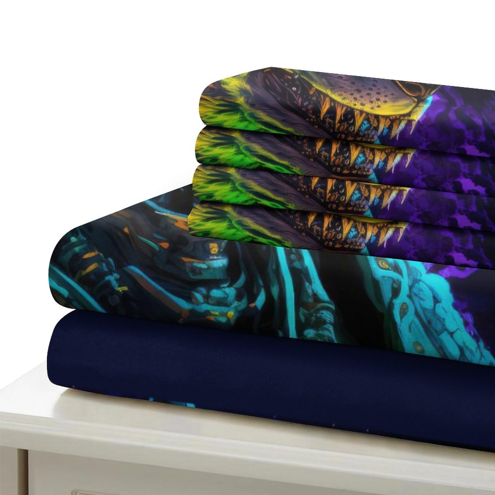 Cosmic Space Wolves Bedding Set Comforter Covers 3D Printed Quilt Cover Duvet Cover with Pillowcases for Childrens and Adults 3 Pieces Microfiber with Zipper Closure Queen(228x228cm)