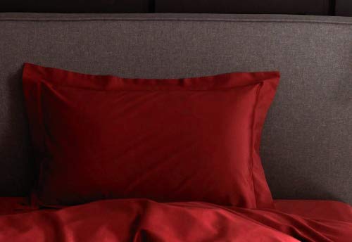 Solid Color Egyptian Cotton Duvet Cover Luxury Bedding Set High Thread Count Long Staple Sateen Weave Silky Soft Breathable Pima Quality Bed Linen (Queen, Perfect Red)