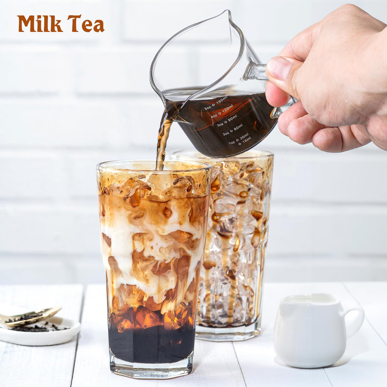 HOLIDYOYO Small Glass Pitcher Creamer Pitcher Tea Pitcher Coffee Milk Creamer Pitcher Milk Frothing Pitcher Sauce Pitcher Creamer Jug Serving Pitcher for Tea Maple Syrup 150ml
