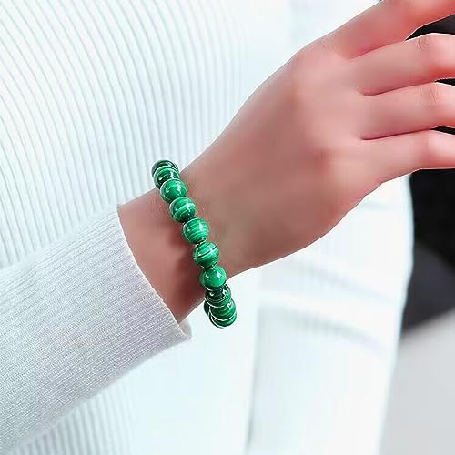 flipfit 8MM Natural Malachite Bracelet Men's Women's Round Beads Crystal Bracelet