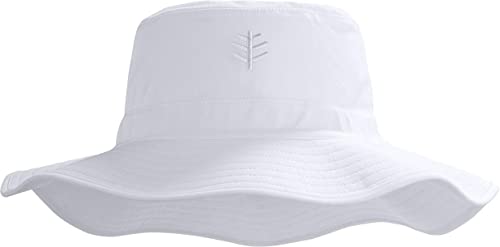 Coolibar UPF 50+ Women's Brighton Chlorine Resistant Bucket Hat - Sun Protective (Large/X-Large- White)