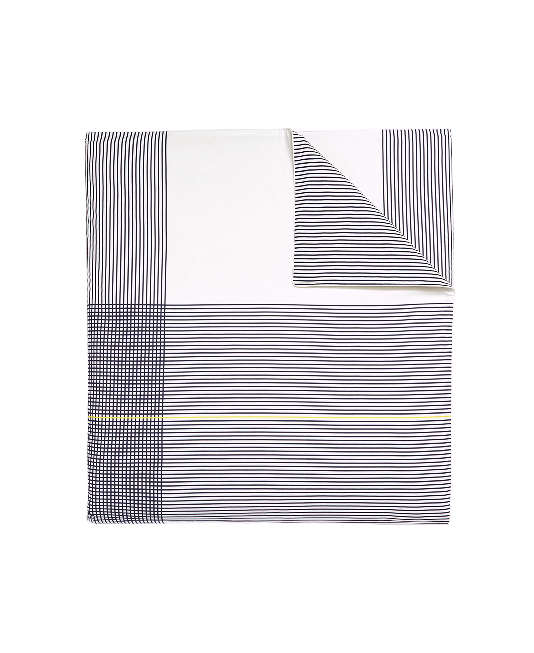 Lacoste Backspin 2- Piece Reversible 100% Cotton Striped Duvet Cover & Sham Set, Twin/Twin XL, Ivory/Blue/Yellow