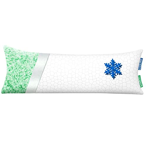 Cooling Body Pillow for Adults,Adjustable 58inch Extra Long Pillows for Sleeping, Shredded Memory Foam Full Body Pillows,Ultra Soft Cool Cover with Zipper, Support for Neck/Back/Leg/Maternity