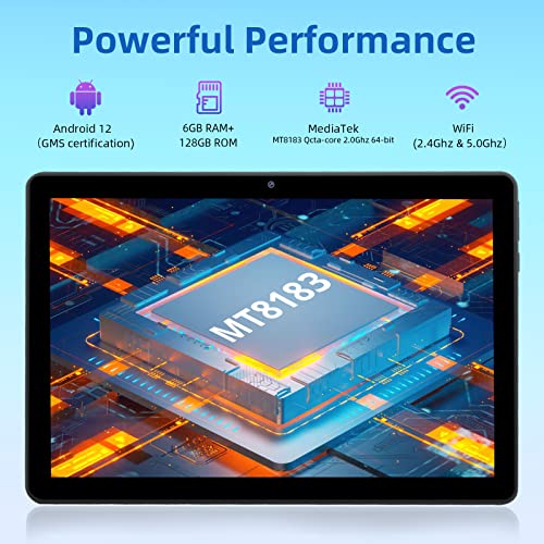weelikeit Android 12 Tablets 10 inch, 6GB RAM 128GB ROM Tablet, 2.0GHz Octa-core Android Tablet with 5G WiFi,10.1 IPS Glass Touch Screen, 6000 mAh, Bluetooth 5.0, 8MP+13MP Cameras, GPS(Gray)