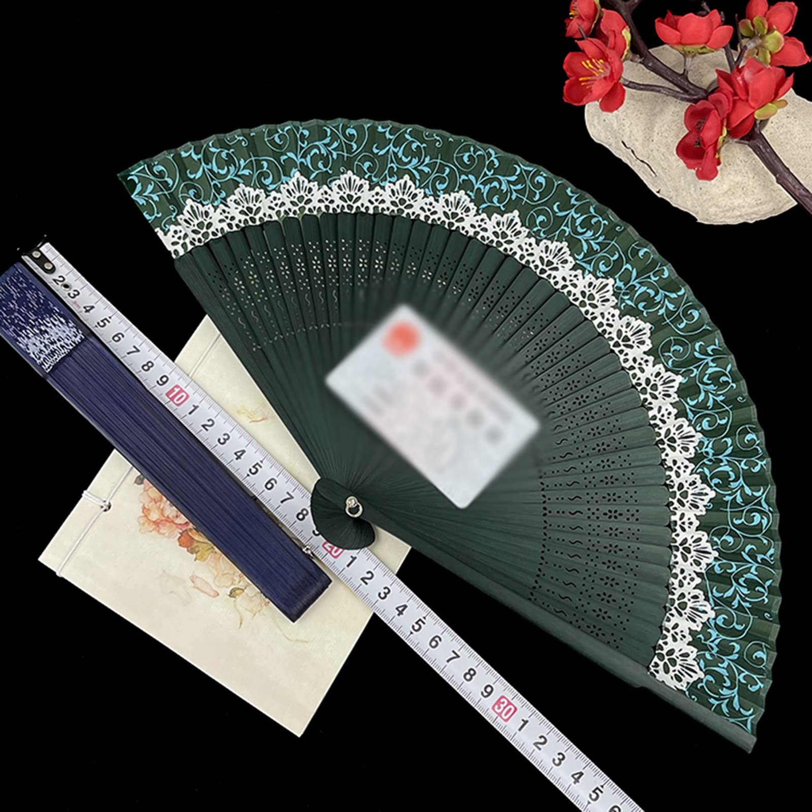 ERTUO Hand Fan Chinese Silk Folding Fan Retro Women's Men's Folding Fan to Cool Down in Summer(Color:C)